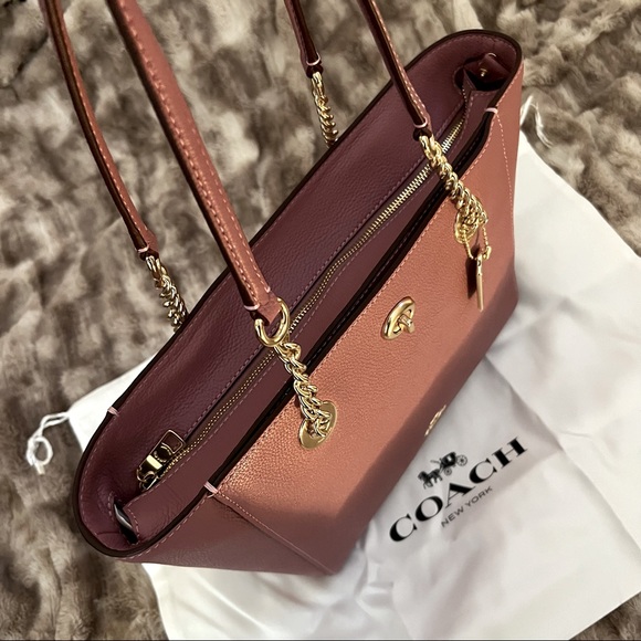 Coach | Bags | Coach Dusty Rose Mauve Pebble Leather Shoulder Bag ...